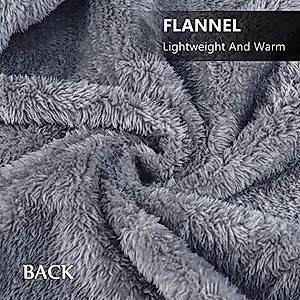 forestfish Fleece Wearable Blanket, Plaid Lap Blanket Comfy Poncho Throw With Buttons For Bed Sofa Office, Grey-White