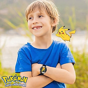 Accutime Kids Pokemon Pikachu Analog Quartz Wrist Watch with Black & Yellow Strap, Cool Inexpensive Gift & Party Favor for Boys, Girls, Adults All Ages (Model: POK9056AZ)