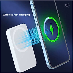 Magnetic Wireless Charging Portable Power Bank, Small and Light Charger 5000mAh Backup Battery Pack Compatible for iPhone (Includes Charging Adapter)