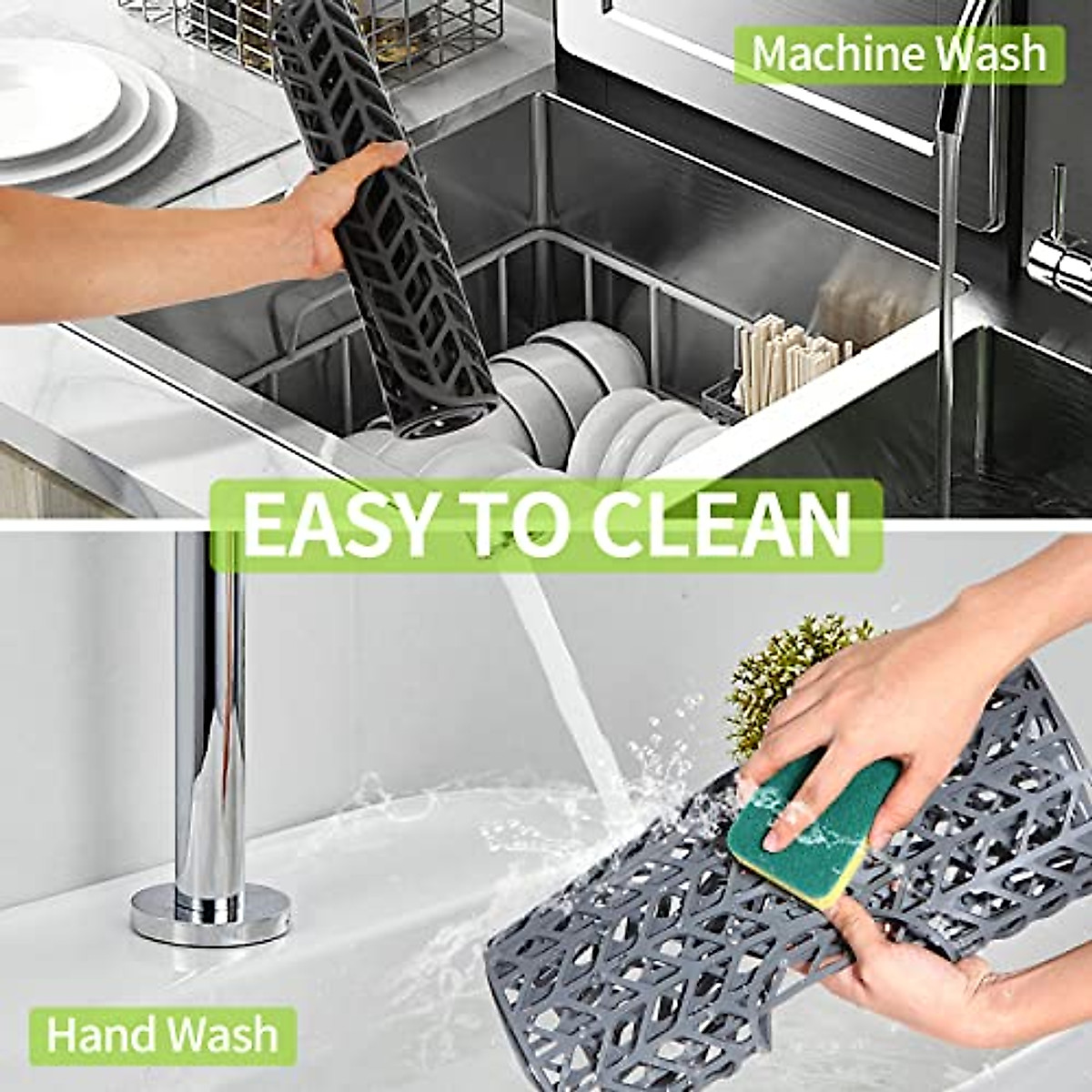 Kitchen Sink Mat, 26''x14'' Silicone Sink Protectors Mats for Bottom of Kitchen Sink, Non-slip Heat Resistant Sink Liners for Farmhouse Stainless Steel Sink Rubber Sink Mat（For Center Drain Hole Sink）