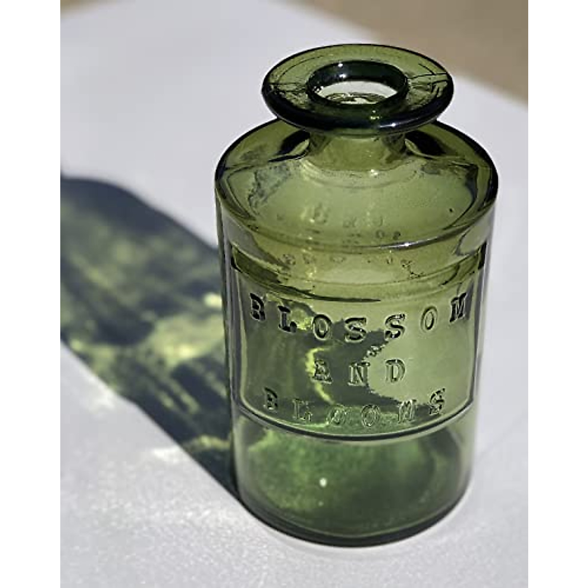 Time Concept Valencia 100% Recycled Glass Jar - Siete, Green - Handcrafted Flower Vase, Home Centerpiece Décor