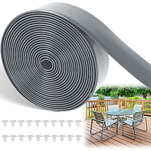 LukLoy Grey Vinyl Straps for Patio Chairs Repair, 2" Wide 20ft Long Patio Garden Furniture Replacement Straps with 20 Rivets