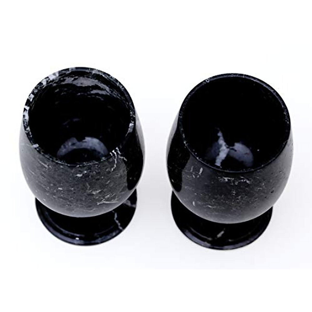 Radicaln Marble Wine Glasses Set of 2 Black 5.5 x 3.5 Inches 8.4 oz Handmade Wine Glass Set - Marble Stone Champagne Glasses - Suitable for Small Gathering & Home Décor