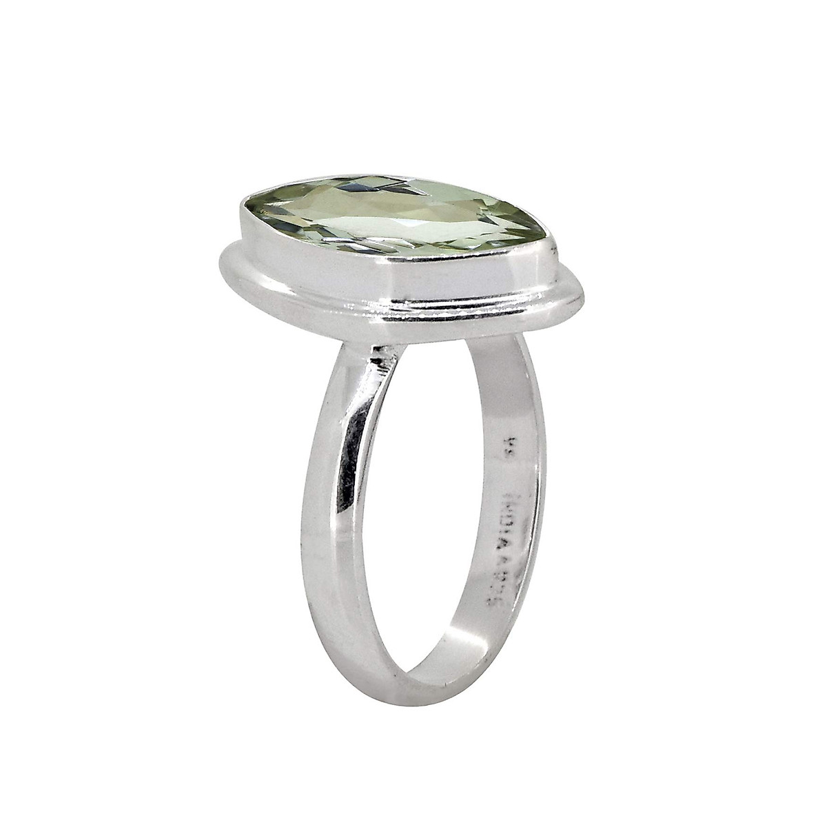 YoTreasure Green Amethyst Solid 925 Sterling Silver Gemstone Ring Jewelry