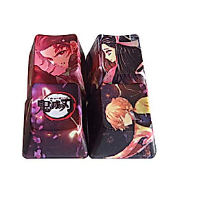 4 keycap Set, 5-Side Dye-subbed PBT Keycaps, R4 Keycaps, DIY OEM Keycaps for Gaming Mechanical Keyboard, Demon Slayer