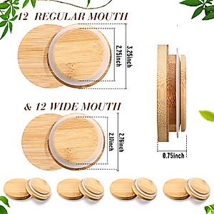 24 Pieces Bamboo Mason Jar Lids Storage Canning Jar Lids for Regular Mouth and Wide Mouth Wooden Bamboo Lids for Mason Jars Mason Jar Accessory, 2 Sizes