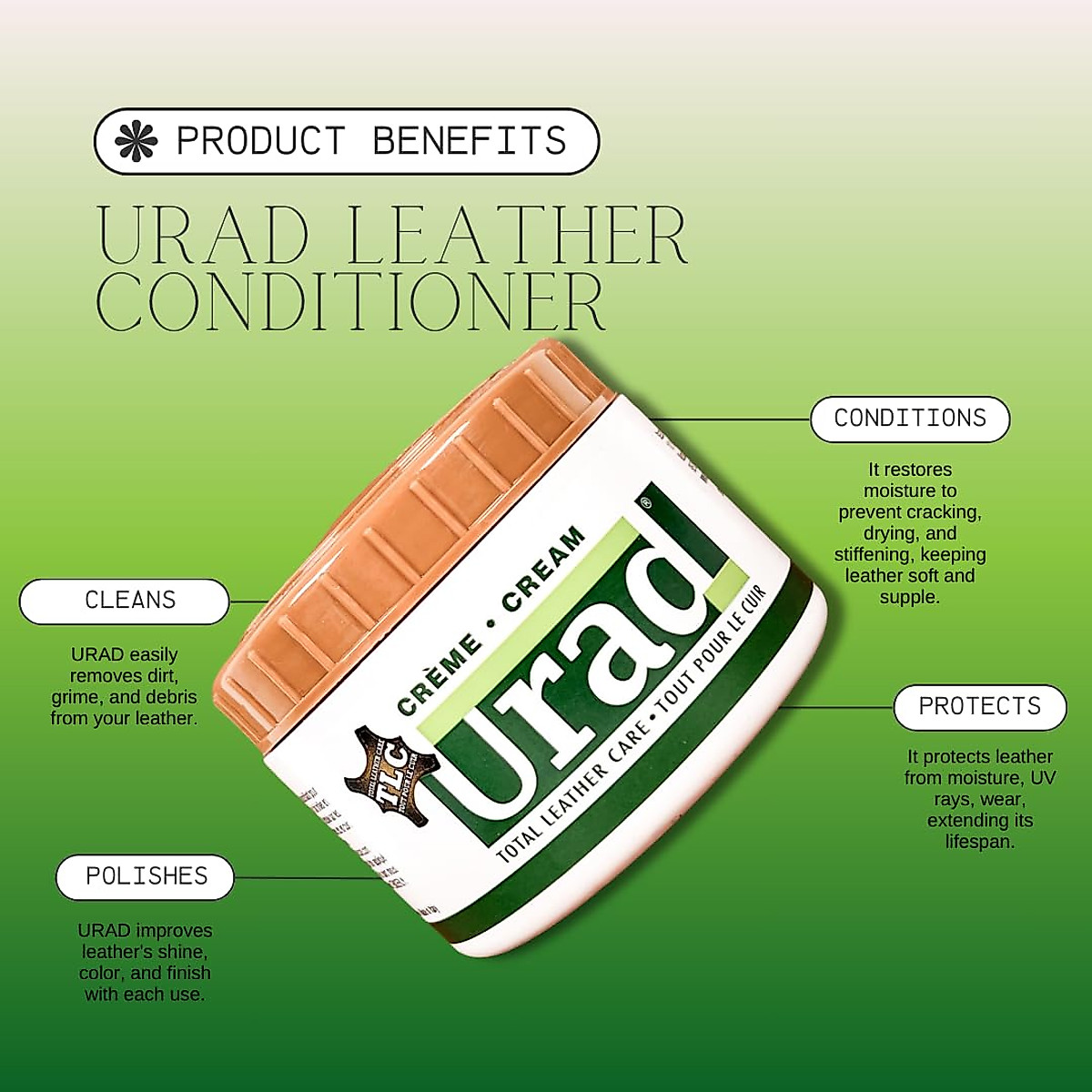 Urad Leather Crme - 7 Ounces, Light Brown