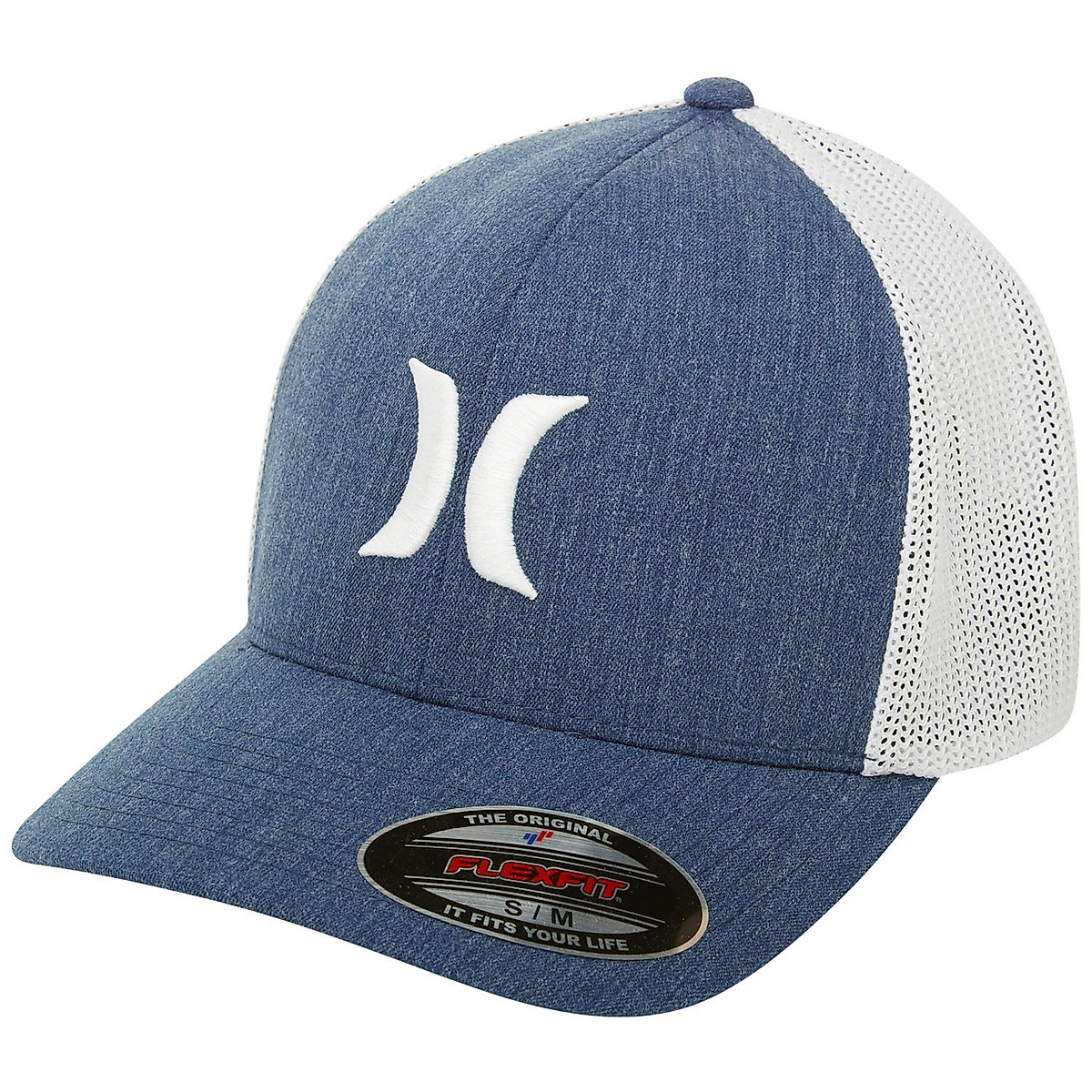 Hurley Men's Icon Textures Flexfit Baseball Cap, Obsidian, L-XL