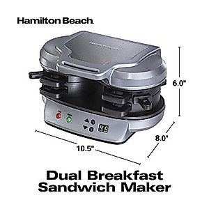 Hamilton Beach Dual Breakfast Sandwich Maker with Timer, Silver (25490A)