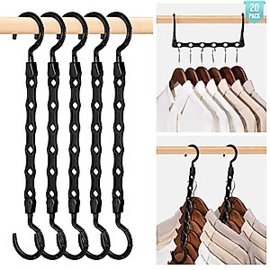 HOUSE DAY Space Saving Plastic Clothes Hangers, 20 Pack, Black, Professional Brand, Ideal for Closet Organization, Can Hold Up to 30 Pounds