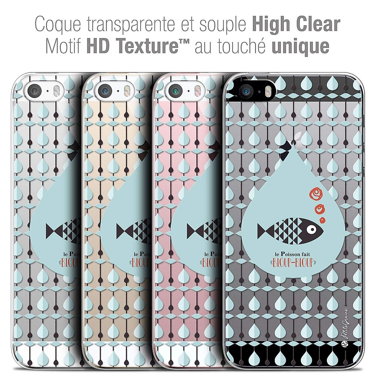 Ultra Slim Case for Apple iPhone 5/5S/SE, Little Fish Grains Design
