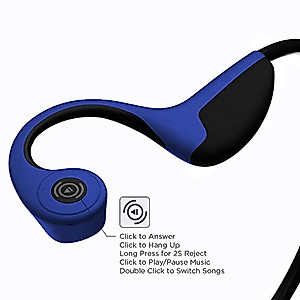 Vibez Bone Conduction Headphones Portable Open Ear Headset Wireless Bluetooth 5.0 Connectivity Sweat Resistant Sports Earphones with Microphone Volume Control for Running Hiking Driving Bicycling Blue
