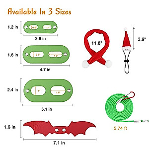 Filhome Christmas Bearded Dragon Harness and Leash with Wings Hat Scarf, 8 Pcs Lizard Harness Iguana Reptile Leash Set Adjustable Elastic Chin Strap Xmas Clothing (Green)