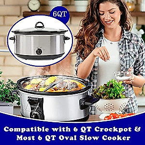2-in-1 Silicone Slow Cooker Liners fit for 6-7 QT Crockpot, Silicone Slow Cooker Divider Liner, Reusable/BPA Free/Leakproof/Slow Cooker Accessories Cooking Liner for 6-7 Quart Pot