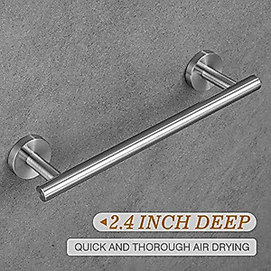 USHOWER 9-Inch Hand Towel Bar, Total Length 12 Inch Brushed Nickel Towel Rack Wall Mounted, SUS304 Stainless Steel Modern Home Decor Towel Holder for Bathroom.