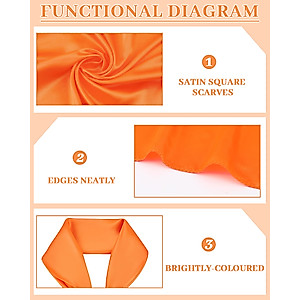 2pcs Orange Large Square Scarf Halloween Costume Head Scarf Neck Scarf Skinny Scarf Headscarf for Men Women, 35 x 35 Inch