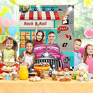 50's Decorations 50's Theme Party Rock and Roll Backdrop Banner Background Photo Booth Props for 1950's Party Decoration