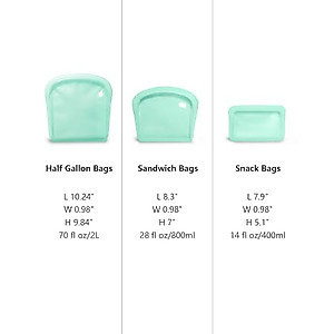 DGitaor Reusable Silicone Storage Bags, 4Pack Silicone Snack Sandwich Half Gallon Bags, Endurables Silicone Ziplock Bags for Food Storage, Freezer, Microwave, Oven, Dishwasher Safe, Heavy Duty (Aqua)