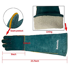 23.7 inch Animal Handling Gloves Bite Proof,Multipurpose Pet Glove for Grabbing Reptile, Grooming, Trips to Vet. Puncture & Scratch Resistant, Bite Proof for Cat Dog Bird Falcon Livestock Snake Large