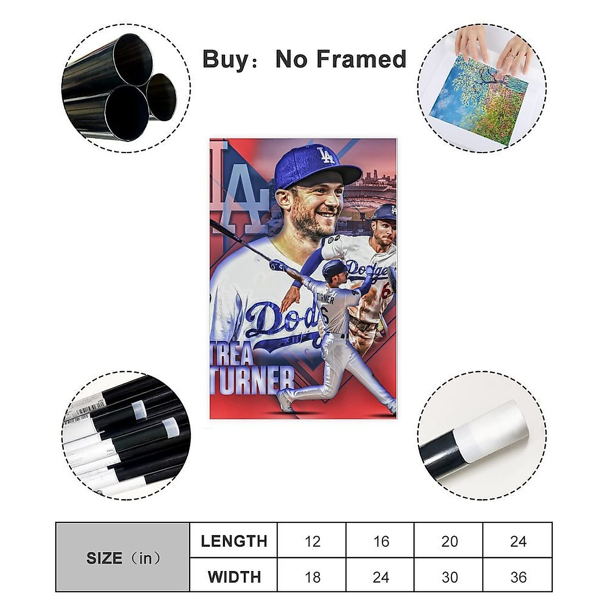 Trea Turner Baseball Player Poster2 Canvas Poster Bedroom Living Room Office Decoration Gifts Unframe: 12x18inch(30x45cm)