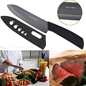 Kitchen Ceramic Knife Set Professional Knife With Sheaths, Super Sharp Rust Proof Stain Resistant (6" Chef Knife, 6" Bread Knife, One Peeler)