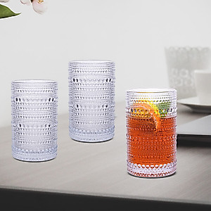 Galssmagic Hobnail Drinking Glasses,12 oz Vintage Glasses Drinking Glassware,Bubble Glasses Drinking Textured Glass Cups Set of 6