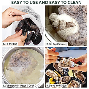 Eselect 18" Seafood Boil & Steamer Bags - Pack of 100, Seafood Boiling Bags for Crab, Crawfish, Shellfish - Low Country Boil, Clambake, Crab Boil, Soup Stock Socks, Vegetable Storage Bags