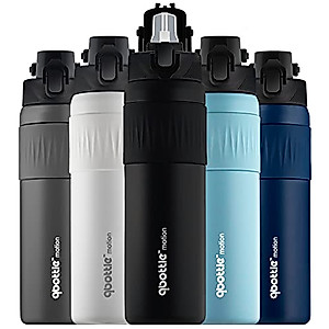qbottle Insulated Water Bottles with Straw Lid – Stainless Steel Water Bottle – Leak Proof Metal Water Bottle – No Sweat – Reusable – Onyx Black, 23.6 oz