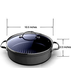 Nuwave 3Qt Skillet Forged Grill Pan, Tempered Glass Lid, G10 Healthy Duralon Blue Ceramic Ultra Non-Stick Coating, Oven & Dishwasher-Safe, Induction & Stove, Evenly Heats & Durable, Gray, PFAS Free