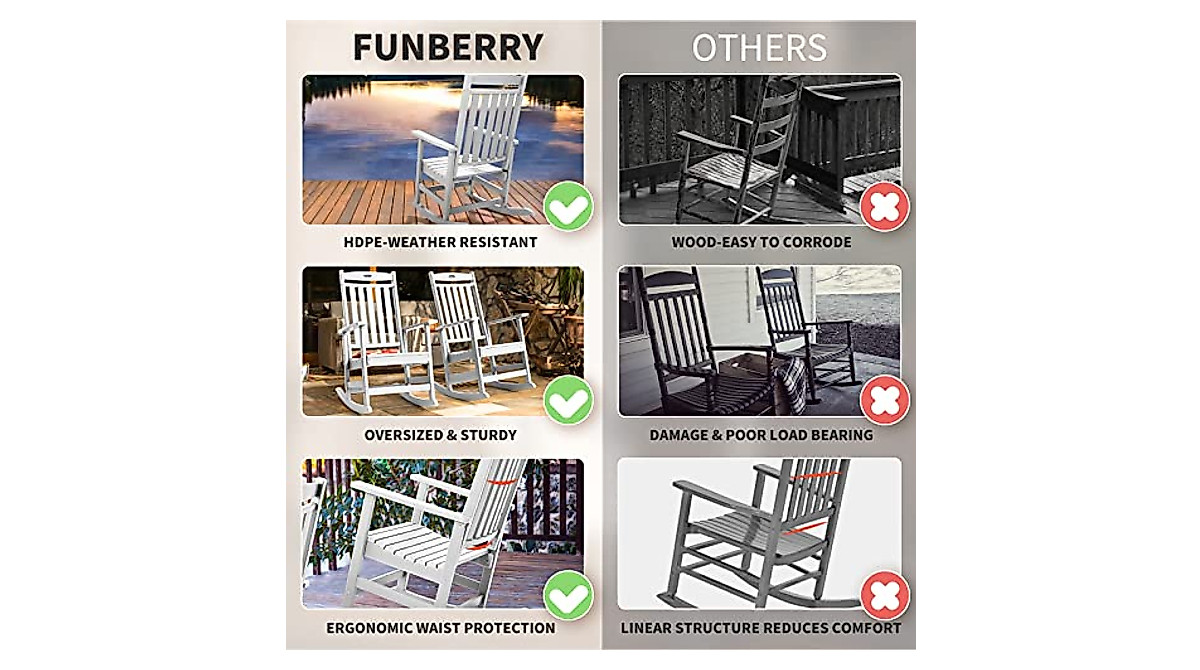 Comfortable Patio Rocking Chairs Set of 4 - FUNBERRY