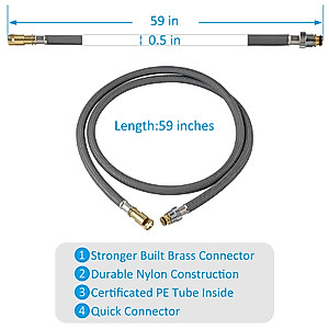 RP44647 Kitchen Faucet Hose Pull Out Spray Hose Kit Compatible with Delta Waterfall Kitchen Faucets 470/472/474/476 with Non-DST, Sink Hose Replacement, 59 Inch