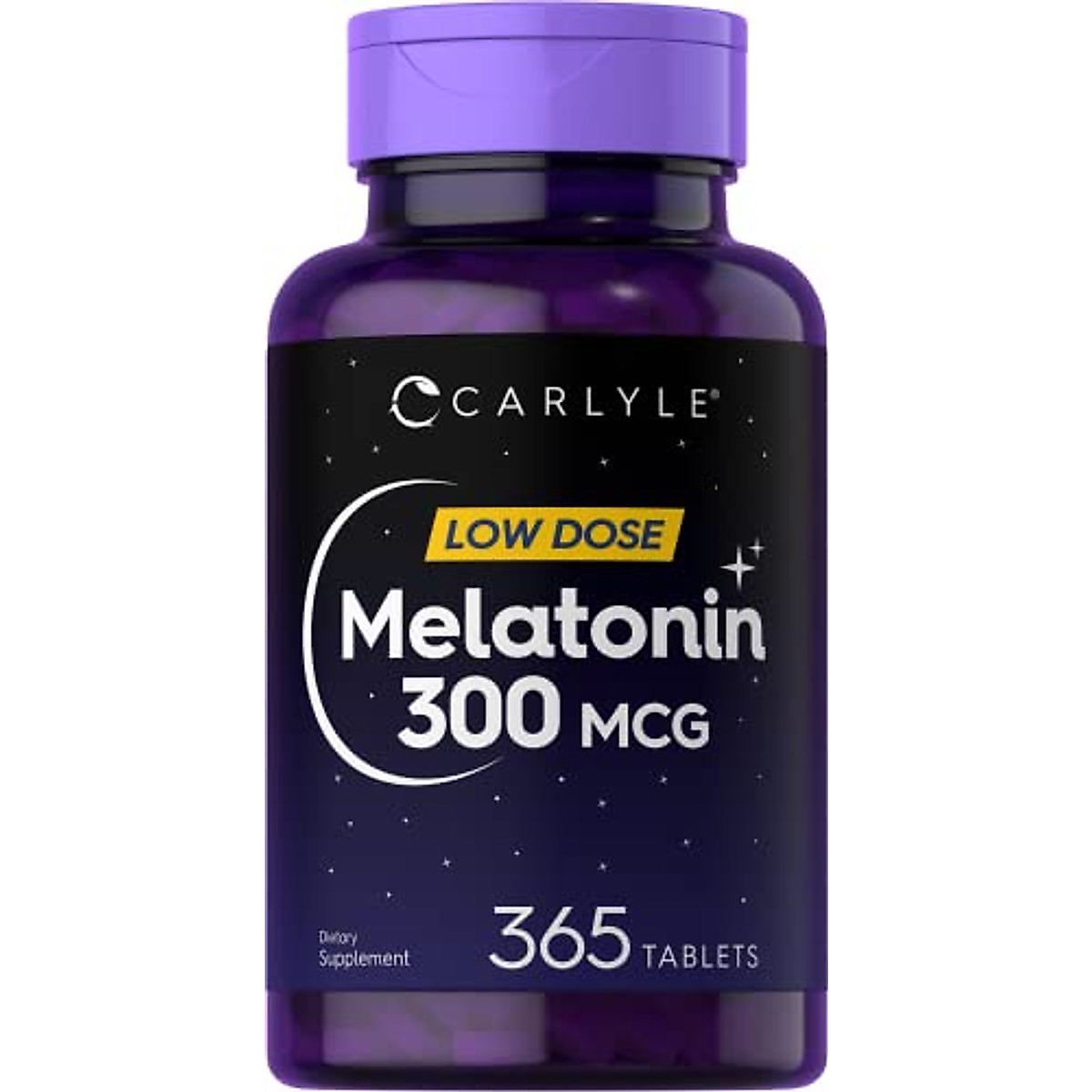 Carlyle Melatonin 300 mcg | 365 Tablets | Low Dose | Vegetarian, Non-GMO, Gluten Free