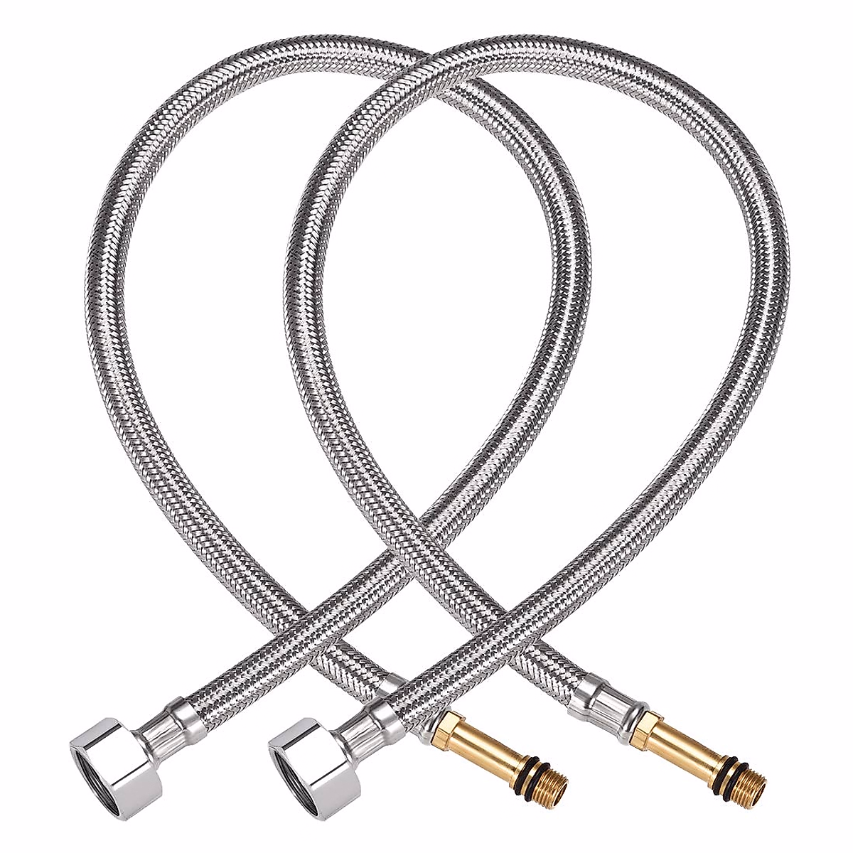 uxcell Faucet Supply Line Connector G1/2 Female to M10 x 1.0 Male 31.5 Inch Length 304 Stainless Steel Hose 2Pcs