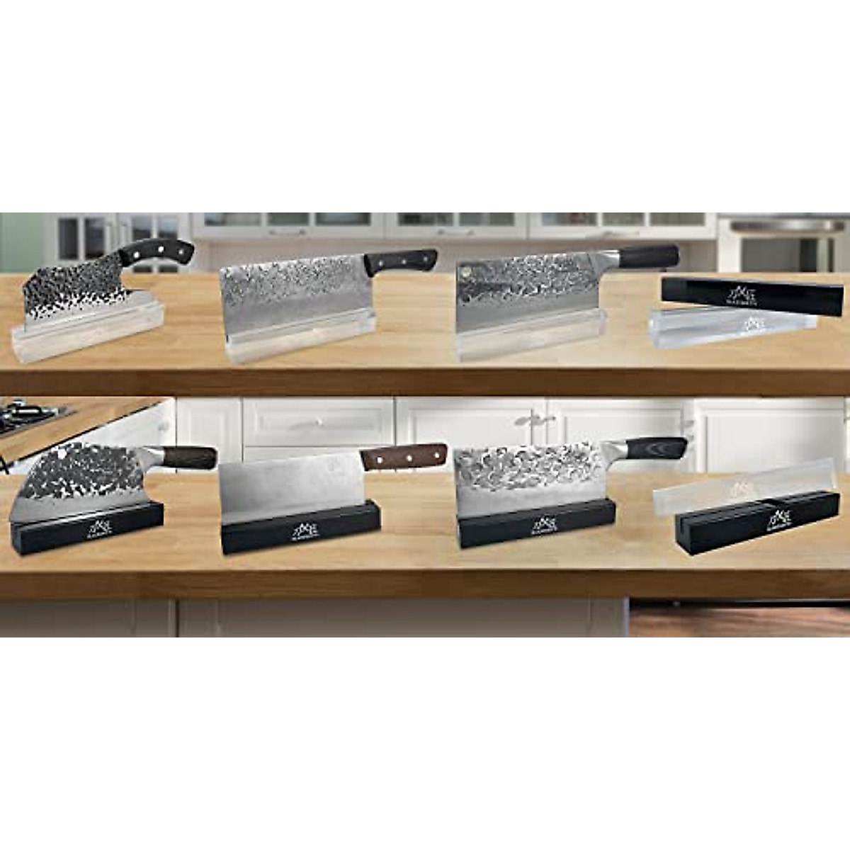 Knife Block/Stand for Single Cleaver Knife - 8'' Anti-Shatter Hand Polished Acrylic Knife Holder without Knives - Cleaver Knife Stand Display for Knife Storage Knife Blade Guard - BLADESMITH