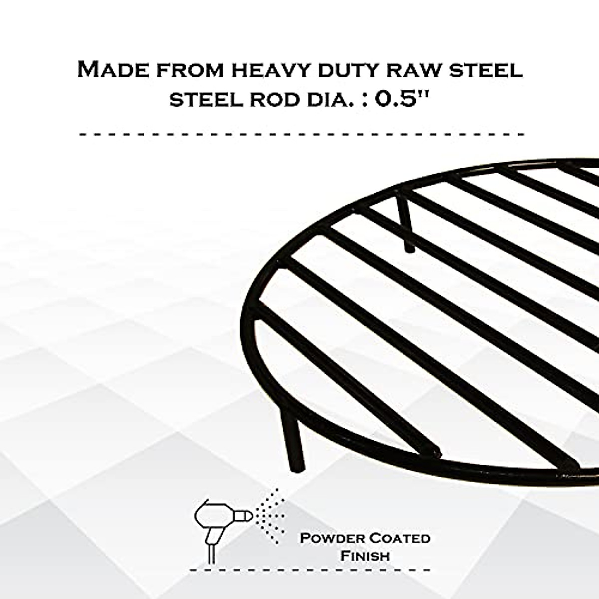 SIMOND STORE Fire Pit Grate, 24 - Inch Round Heavy-Duty Steel Black Finish Firewood Grate with Legs for Outdoor Fire Pits, Camping, Picnic & Gatherings