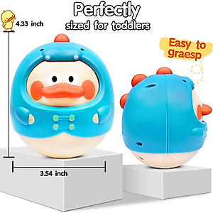 HOPEEYE Roly Poly Baby Toys 6 to 12 Months-Tummy Time Toys Musical Wobbler Toy,Tumbler Early Education Toys,Tinkling Sound Newborn Gift for 0-6 Months,12-18 Months Old Toddlers Boys Girls-Green