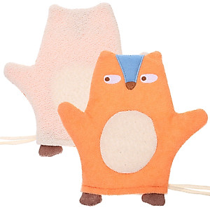 Uonlytech Natural Loofah Sponge 3pcs Skin- friendly Kids Bath Mitts Lovely Animal Shower Gloves Soft Terry Cloth Bath Puppet Baby Washcloths Shower Loofah Sponge for Kids Mens Body Scrubber