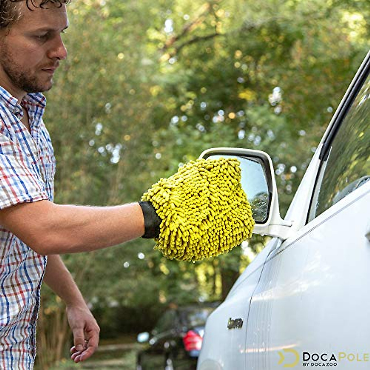 DocaPole Car Wash Mitt - 2 Pack - Premium Chennille Microfiber Car Wash Mitts - Rewashable Cleaning and Dusting Glove - Scratch Free - One Size Fits All (DocaPole Extension Pole Not Included)