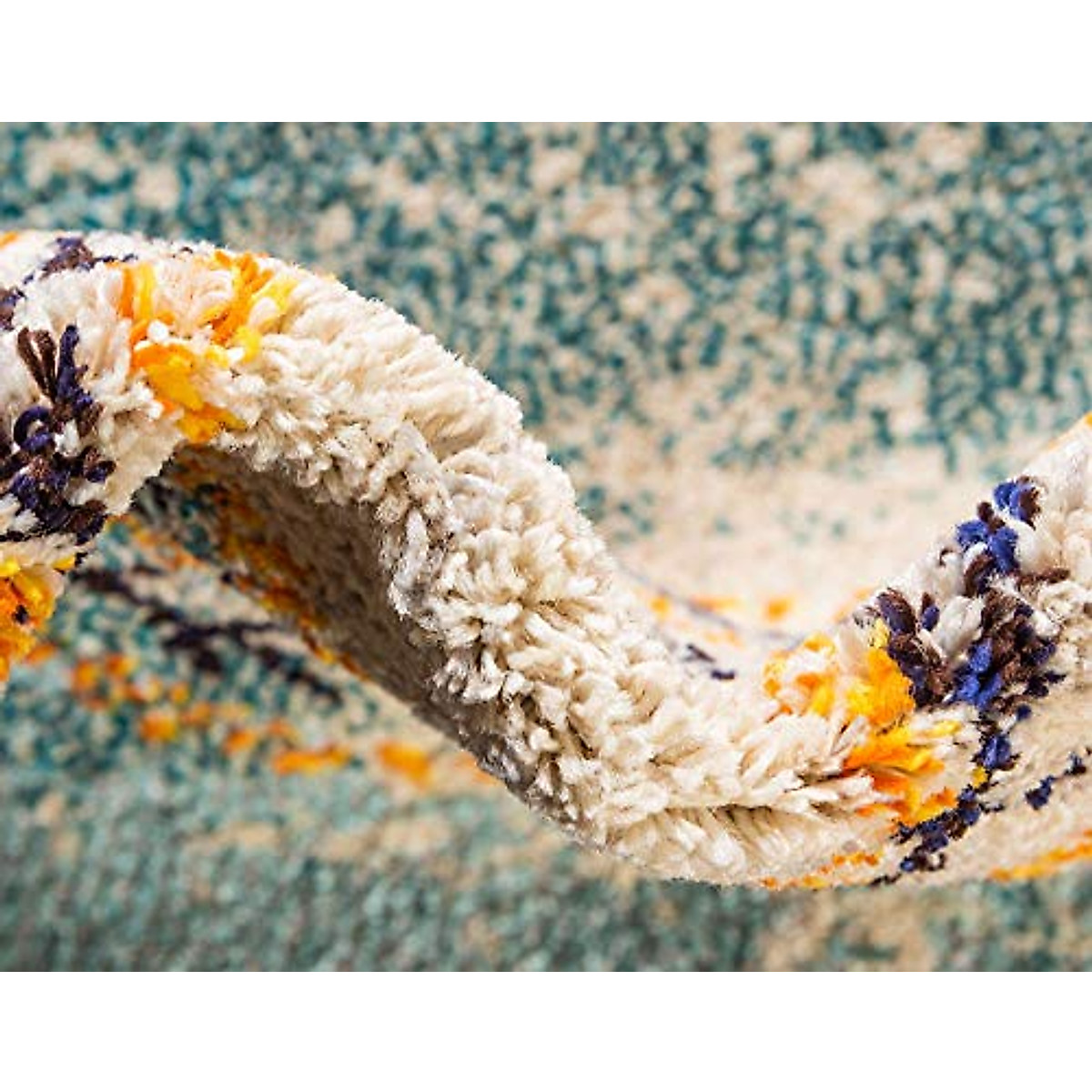 Unique Loom Estrella Collection Modern, Abstract, Colors, Distressed Area Rug, 2 ft 2 in x 6 ft 7 in, Beige/Light Blue