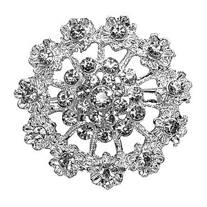 L'VOW Silver Crystal Broaches Brooch Pins Wedding Brooches Bouquet Kit Pack of 25Pcs