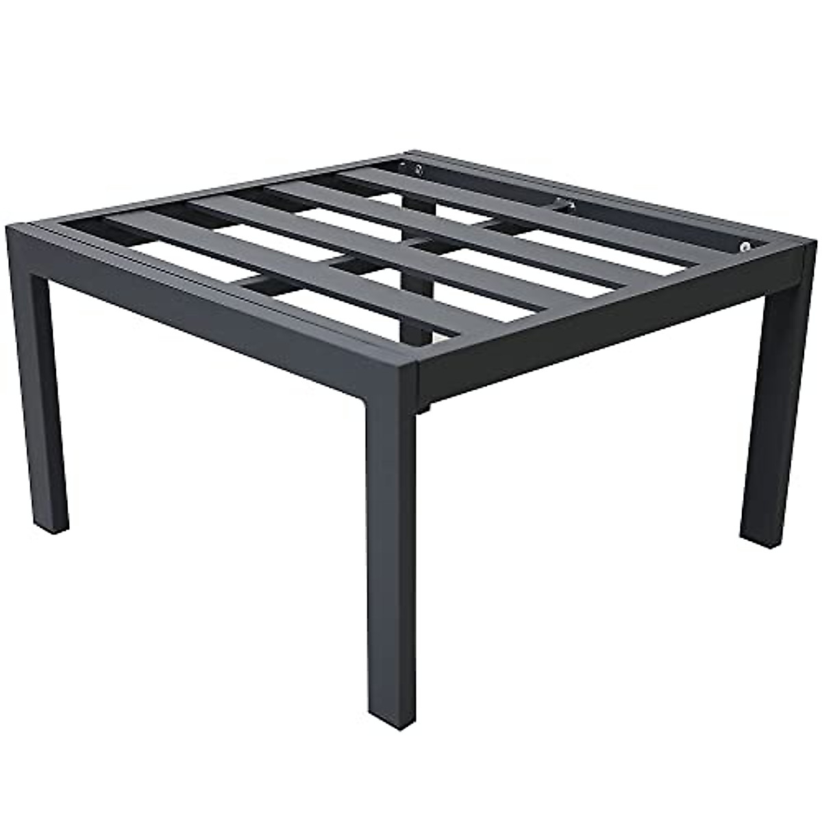 BIADNBZ 5-Piece Outdoor Patio Furniture Set for 4,UV-Resistant Aluminum Alloy Conversation Sofa Chairs with Coffee Table and Stools for Poolside, Garden, Black Frame+Gray Cushion