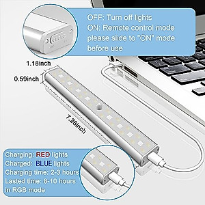 Under Cabinet Lighting Wireless with Remote, 48 LED Rechargeable Under Cabinet Lights, Kitchen Counter Lights Dimmable LED Closet Lights RGB Bar for Shelf, Car, Hallway, 15 Color Changing, 6 Pack