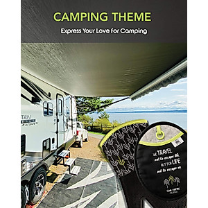 Trailersphere Silicone Oven Mitt and Pot Holder Set, Gone Camping Collection, Non-Slip Grip, Heat Resistant with Hanging Loops, Perfect for RV Kitchens and Camping, Modern and Inspirational Design