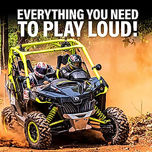 BOSS Audio Systems MG150T.4 Marine ATV UTV Waketower Speakers Gauge Receiver (Built-in 2 CH Amplifier) Package – IPX6 Weatherproof, Bluetooth Audio, No CD, USB, Aux-in, 4 Inch Speakers, 2 Way