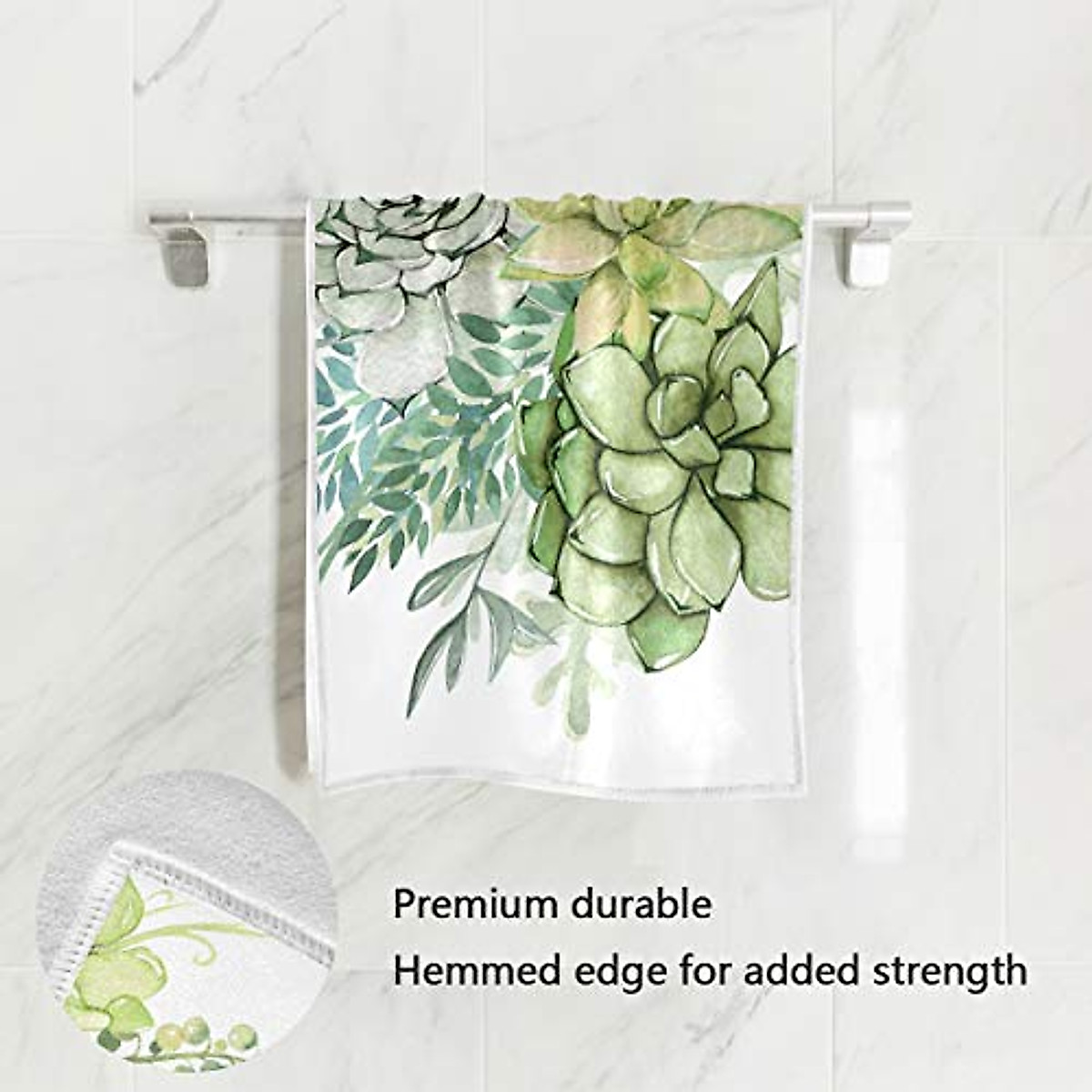 DOMIKING Succulent Plants Printed Print Soft Hand Towels for Bathroom Decorative Guest Towels fingertip Towels for Hotel Spa Gym,16 x 30 inches