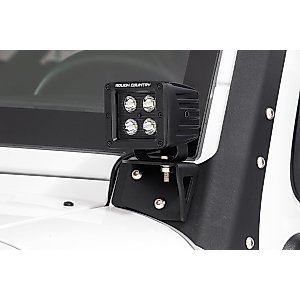 Rough Country Lower Windshield Light Brackets for 07-18 Jeep Wrangler JK - 70044 , Black