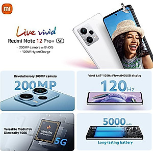 Xiaomi Redmi Note 12 Pro+ Plus 5G (256GB + 8GB) Factory Unlocked 6.67" 200MP Triple Camera (Only Tmobile Tello Mint USA Market) + Extra (w/Fast Car Charger Bundle) (Midnight Black (Global))