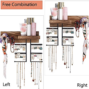 Kadolina Hanging Jewelry Organizer Wall Mount Jewelry Organizer with Bracelet Holder, Easy Install Free Combination Jewelry Organizer for Necklaces Earrings Bracelet (Carbonized Black)