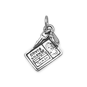 AzureBella Jewelry Driver License and Key Charm Sterling Silver - Made in the USA