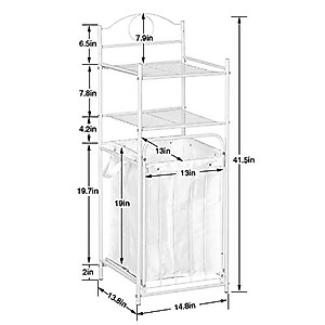 VECELO Laundry Hamper with Removable Liner Bag, Tilt Out Clothes Basket and 2-Tier Storage Organizer Design, for Bathroom/Bedroom/Nursery, White